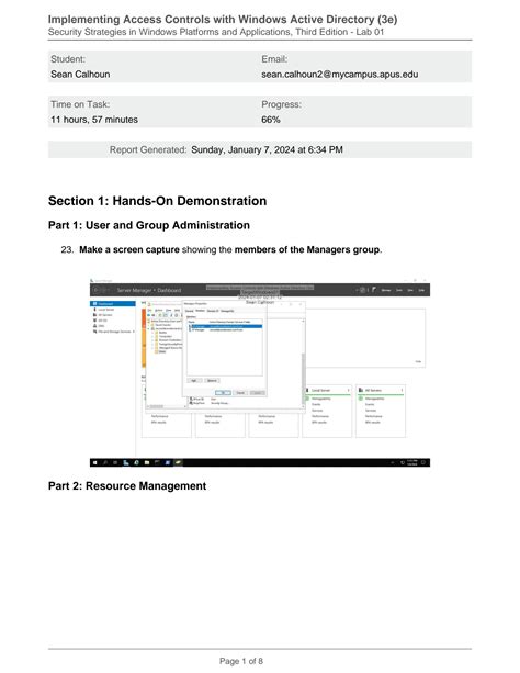 Solution Implementing Access Controls With Windows Active Directory 3e