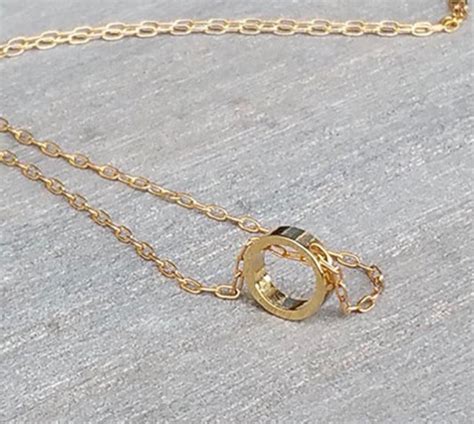 18k Solid Gold Circle Pendant Etsy