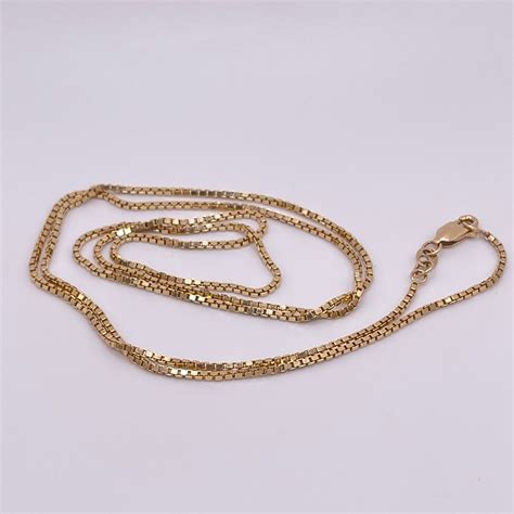 10k Yellow Gold Box Link Chain W Lobster Clap Island Found Treasur