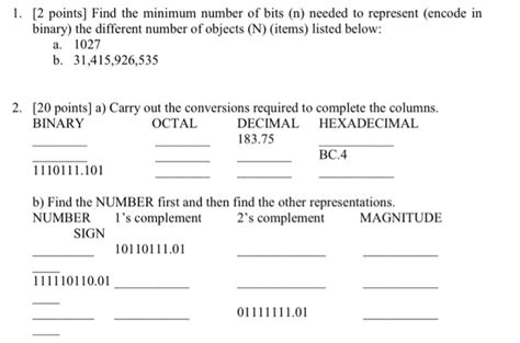 Solved Find The Minimum Number Of Bits N Needed To Chegg