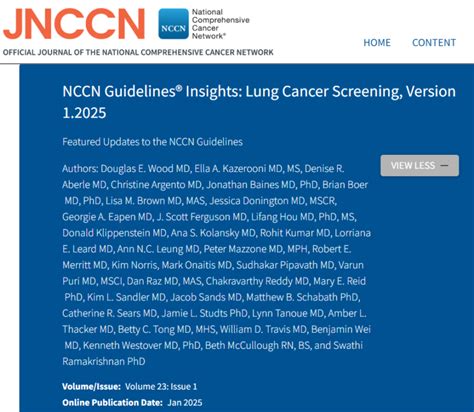 Nccn Guidelines Insights Lung Cancer Screening Version 12025 Oncodaily