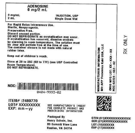 Adenosine Package Insert Prescribing Information