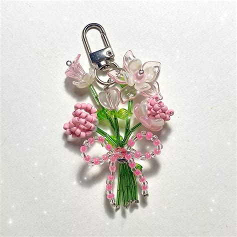 Diy Beaded Flower Keychain