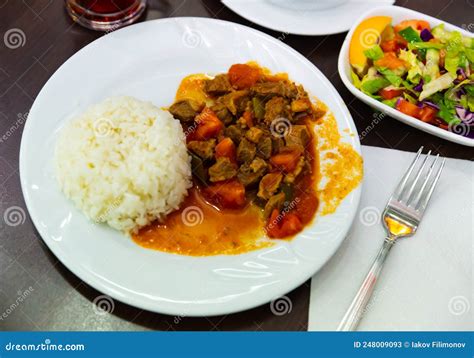 Lamb With Vegetables And Rice Turkish Dish Coban Kavurma Stock Image