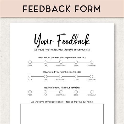 Vacation Rental Feedback Form Feedback Template Review Template Vacation Rental Signs Host