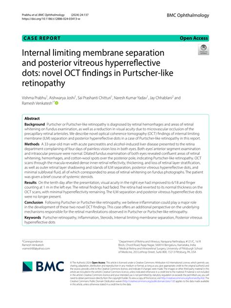 Pdf Internal Limiting Membrane Separation And Posterior Vitreous Hyperreflective Dots Novel