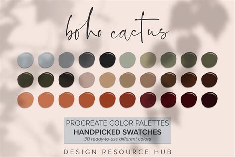 Procreate Color Palette Boho Cactus Graphic By Design Resource Hub · Creative Fabrica