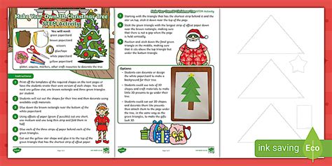 Make Your Own 3d Christmas Tree Stem Activity Twinkl