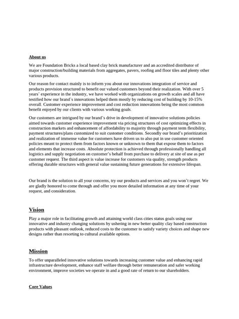 Vision Mission Core Values Pdf