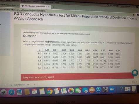 Solved What Is The P Value Of A Right Tailed One Mean