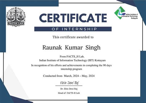 Raunak Kumar Singh On Linkedin Internshipcompletion Iiitkottayam Factshlab Webdevelopment