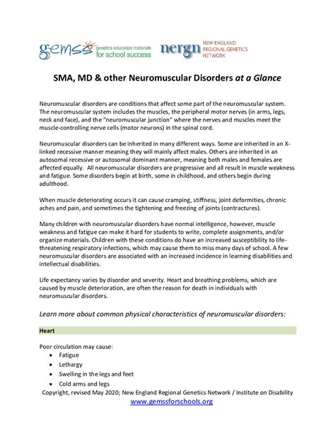 Sma Md And Other Neuromuscular Disorders At A Glance Exceptional