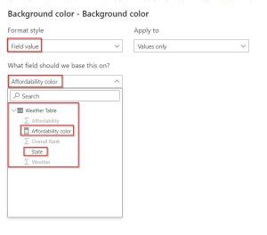 Power BI Conditional Formatting Based On Field Value