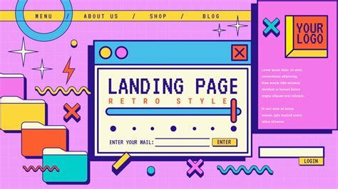 손으로 그린 복고풍 방문 페이지 디자인 무료 벡터