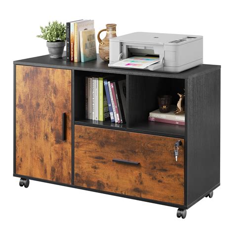 Devaise Lateral File Cabinet With Lock 1 Drawer Rolling File Organizer