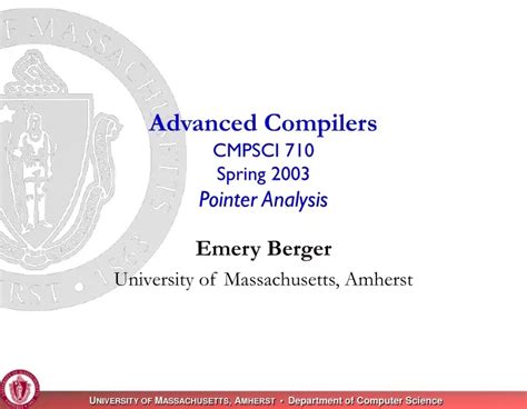 PPT Advanced Compilers CMPSCI Spring Pointer Analysis PowerPoint Presentation ID