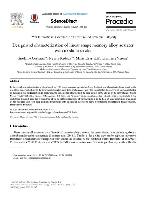 Pdf Design And Characterization Of Linear Shape Memory Alloy Actuator With Modular Stroke