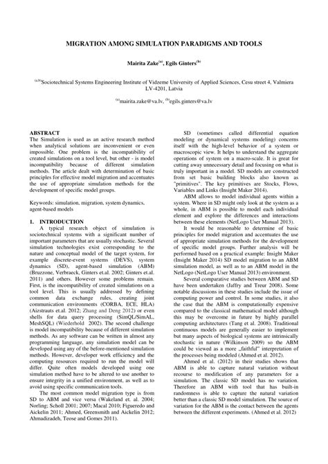 Pdf Migration Among Simulation Paradigms And Tools
