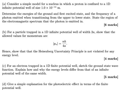 Solved A Consider A Simple Model For A Nucleus In Which A