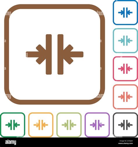 Vertical Merge Simple Icons In Color Rounded Square Frames On White Background Stock Vector