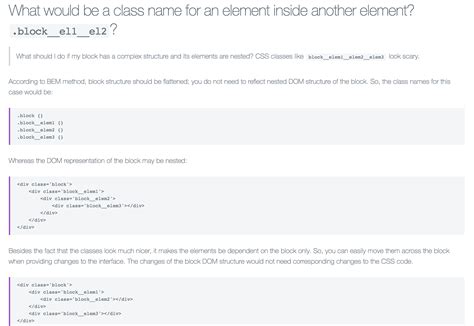 Html Confusion With Bem Class Naming Convention One Level Deeper