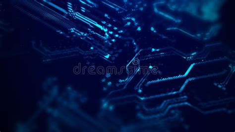 Big Data Technology Background Microchip And Computer Parts City Of The Future 3d Rendering