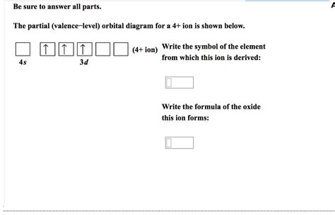 Solved The Partial Valence Level Orbital Diagram For A 4
