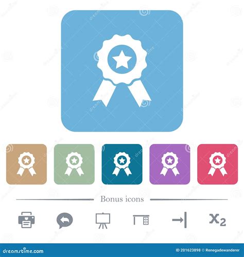 Award With Ribbons Flat Icons On Color Rounded Square Backgrounds Stock Vector Illustration Of
