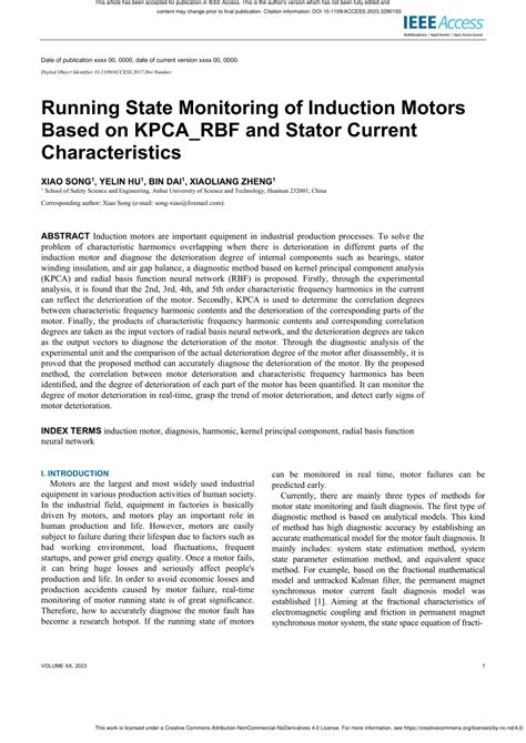 Pdf Running State Monitoring Of Induction Motors Based On Kpcarbf And Stator Current
