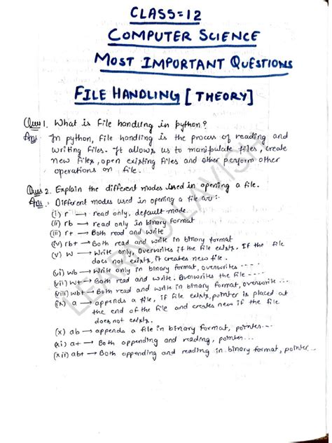class 12 cs most imp ques file handling theory pdf