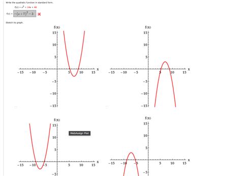 solved write the quadratic function in standard form