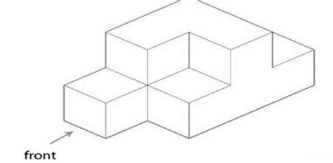 identify the correct front view for the given 3d object