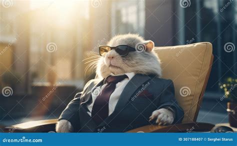 A Hamster Wearing A Suit And Tie Sitting In An Arm Chair Ai Stock Image Image Of Business