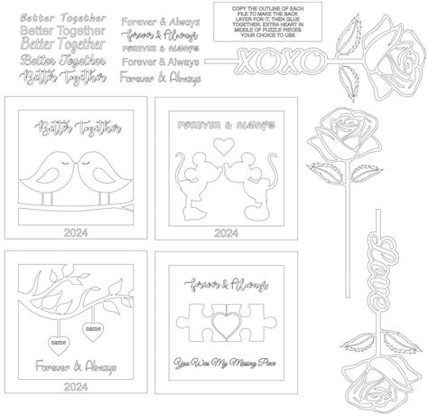 Valentines Day Bundle Dxf File Cnc Svg File For Cnc Or Laser Lightburn Software Cnc File