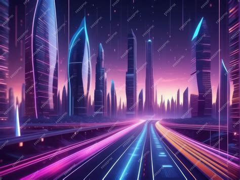 Premium Ai Image Abstract Highway Path Through Digital Binary Towers