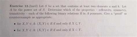 Solved Exercise Hard Let S Be A Set That Contains At Chegg Com