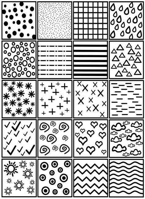 Black And White Patterns With Different Shapes