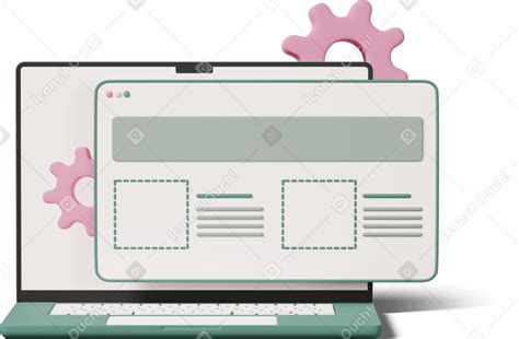 3d Laptop With Open Browser Window Png Svg