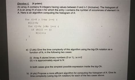 Solved Question 4 6 Points An Array A Contains N Integers