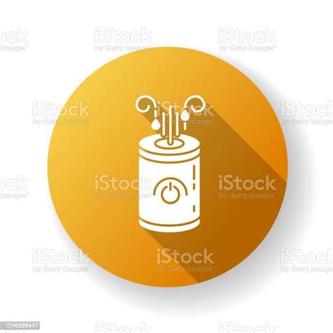 공기 청정기 노란색 평면 디자인 긴 그림자 문 표 아이콘입니다 가정용 가습기 국산 이온화기 수화기 천식 예방 시스템 의료 기기 실루엣 Rgb 컬러 일러스트 0명에 대한 스톡