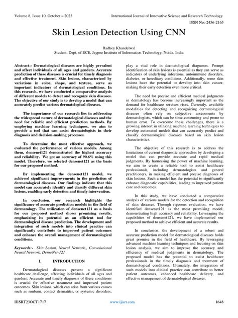 Skin Lesion Detection Using Cnn Pdf Medical Diagnosis Deep Learning
