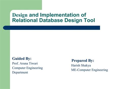 Design And Implementation Of Relational Database Design Tool Ppt Databases Computer