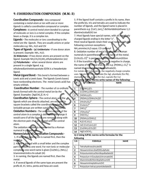 Coordination Compounds Pdf Coordination Complex Ligand