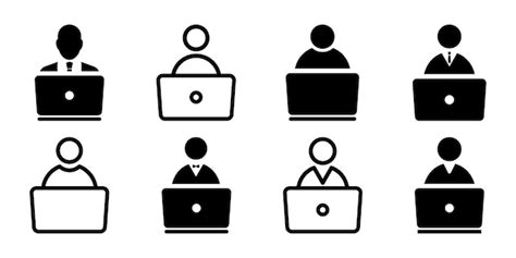 Premium Vector Person And Laptop Vector Icon Person With Computer Blogger Freelance