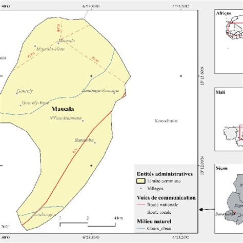 Localisation De La Commune Rurale De Massala Dans Le Cercle De Ségou
