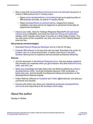 Automate Document Generation From SysML Models With Rational Rhapsody ReporterPLUSl Models With