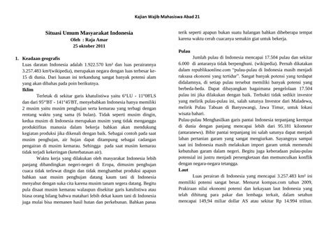 Pdf Situasi Umum Masyarakat Indonesia Terik Seperti Apapun · Pdf Filekajian Wajib