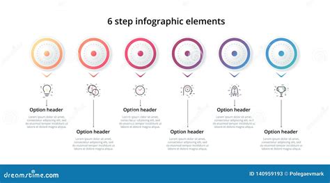 Business Process Chart Infographic With Step Circles Circular Corporate Workflow Graphic