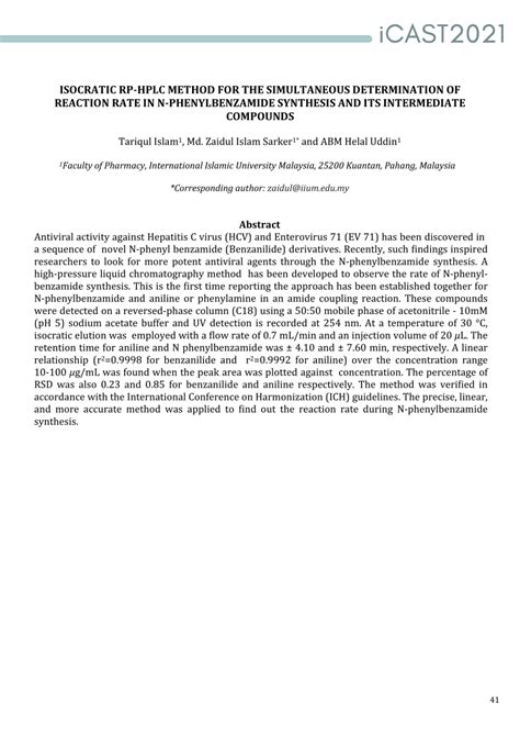 Pdf Isocratic Rp Hplc Method For The Simultaneous Determination Of