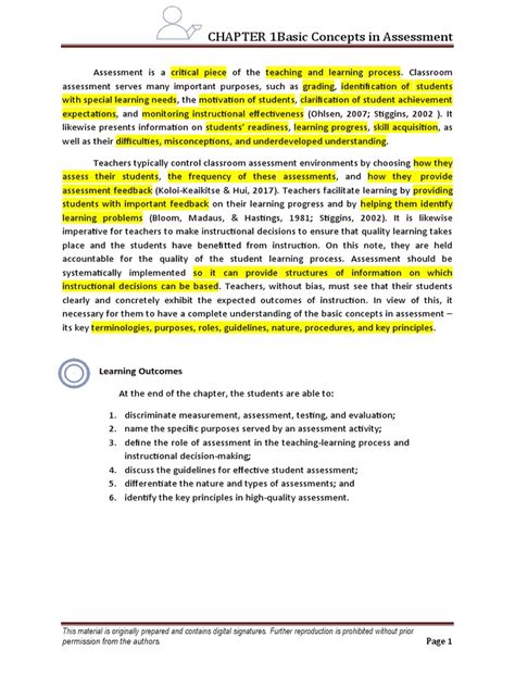 chapter 1 basic concepts in assessment pdf educational assessment